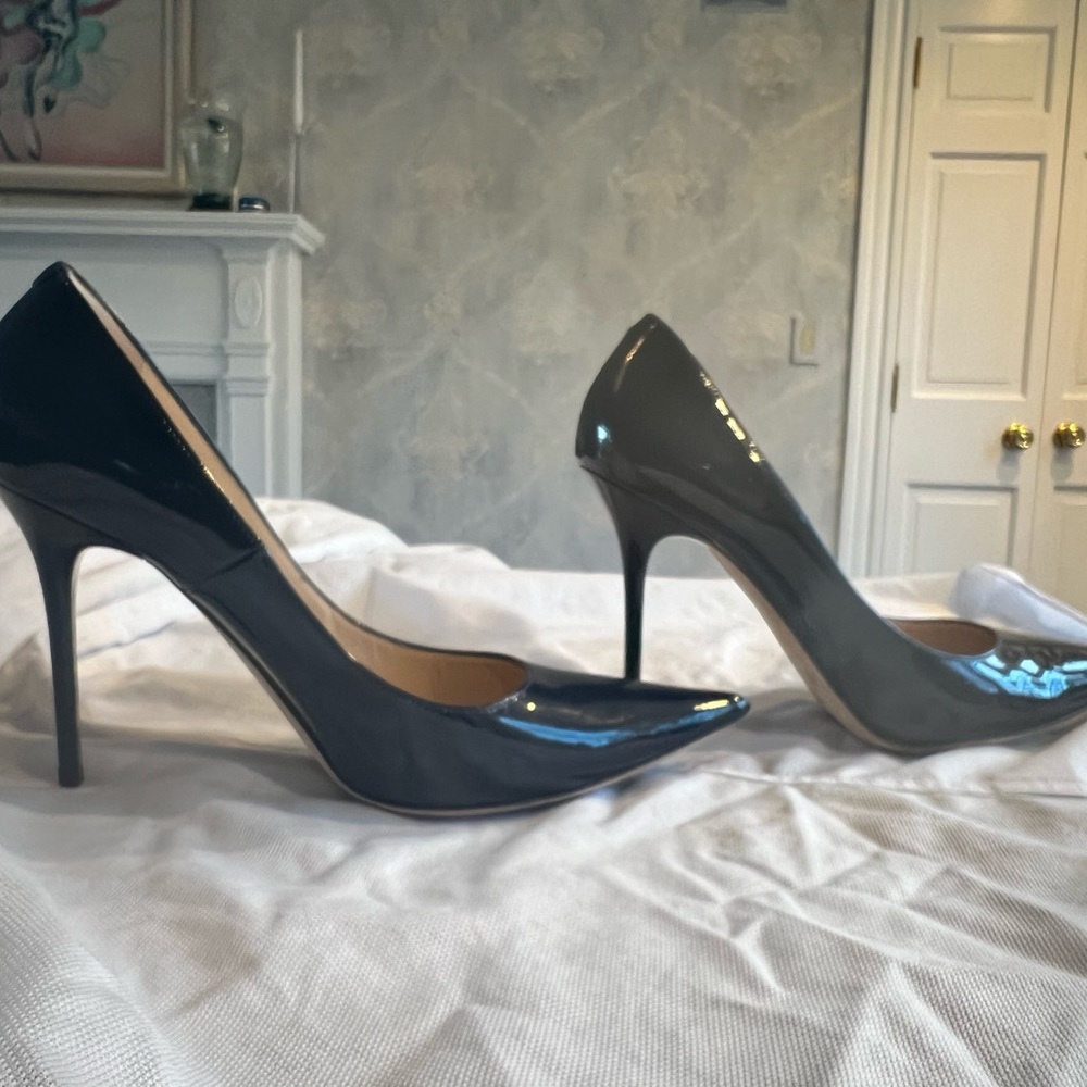 Navy Jimmy Choo Patent Leather Romy Pumps 37.5 - Gem